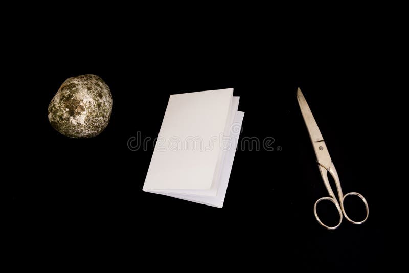 Rock Paper Scissors Game Black Isolated Background Decision Objects ...