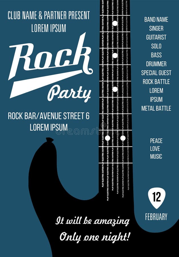 Rock Party Poster Design. Vector Template Stock Vector - Illustration ...