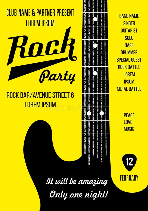 Rock Party Poster Design. Vector Template Stock Vector - Illustration ...