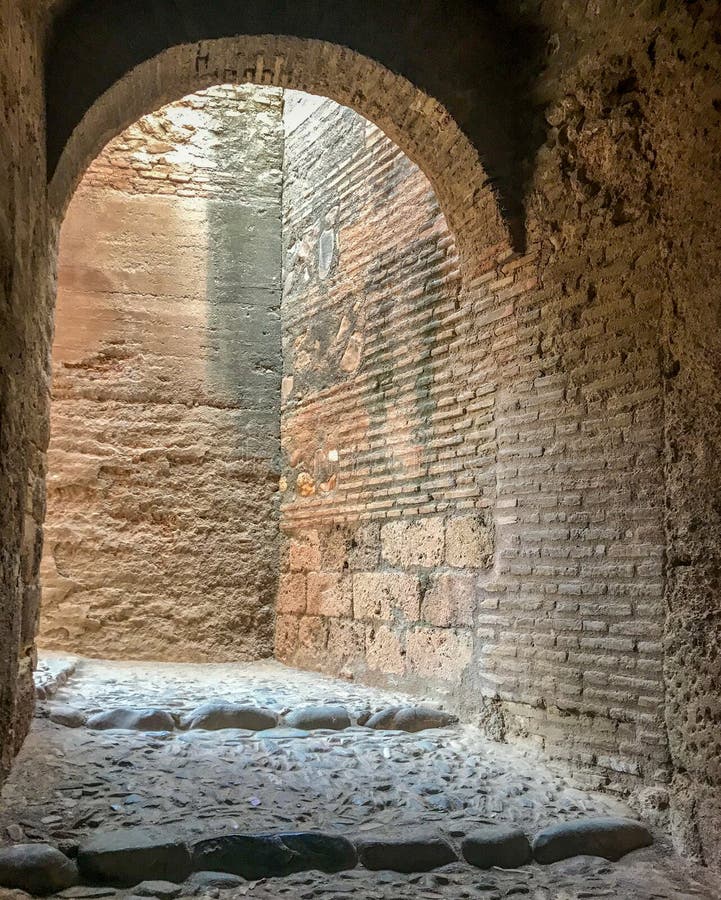 View of Rock Passageway with Sunlight Entrance Inside a Castle Stock ...