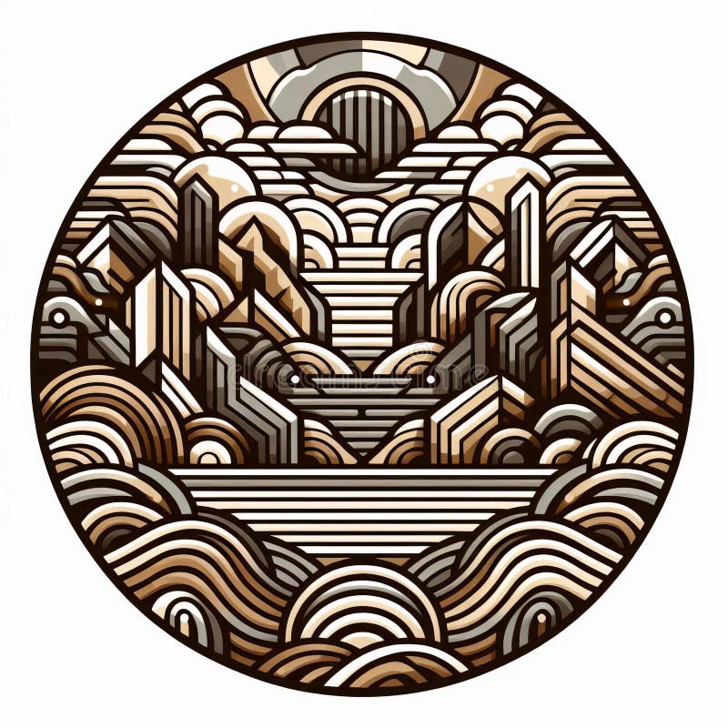 Rock Pattern a Stylized Geometric Landscape with a Rock Inspire Stock ...