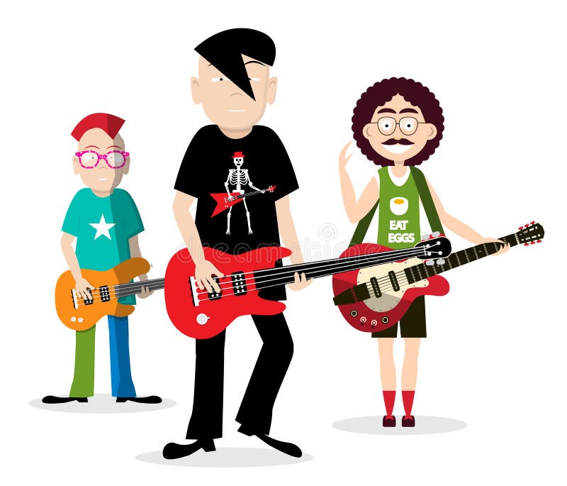 Rock People Playing Guitar. Funky Band. Stock Vector - Illustration of ...