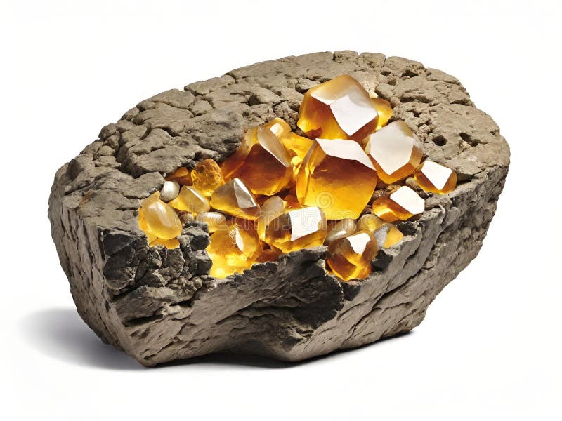 Rock with piece of amber stock illustration. Illustration of stone ...