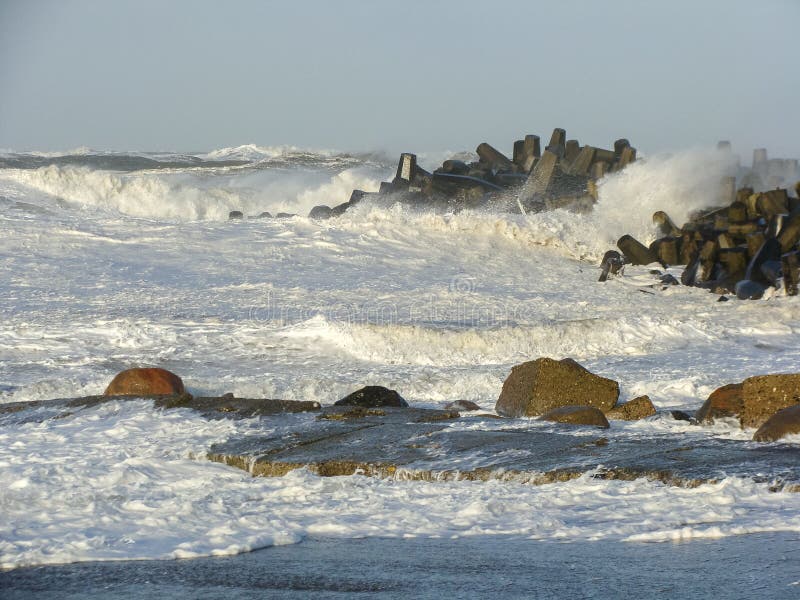Rock Pier, Storm in the North Sea Stock Photo - Image of beauty ...