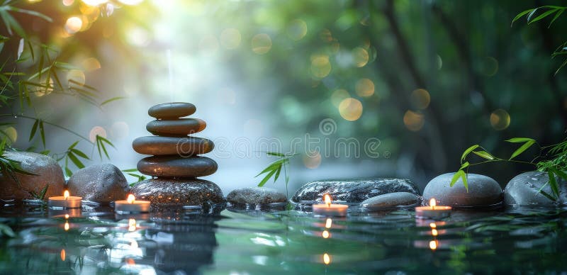 Rock Pile on Water stock image. Image of lake, smooth - 318133833
