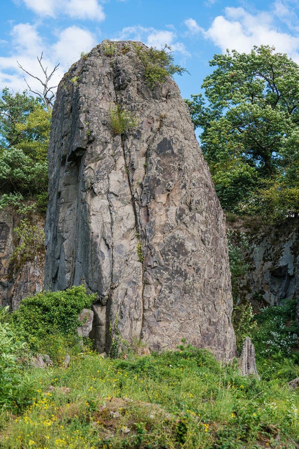 Rock Pillar in Front of the Rock Face at Stenzelberg. Stock Image ...