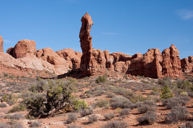 Rock Pinnacles in Arches National Park Stock Photo - Image of moab ...