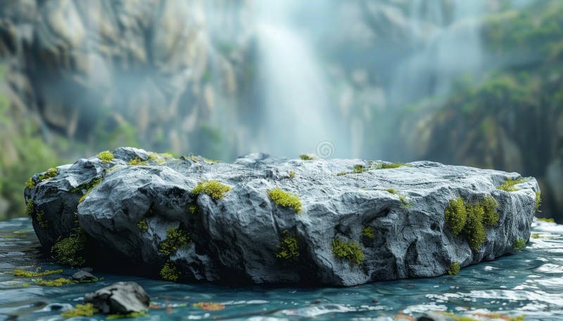 Rock Platform with Moss in Forest Environment, Stone Dais for ...