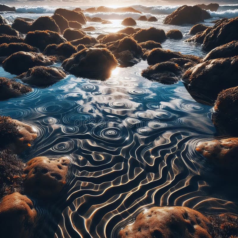 Rock Pool Ripples Tiny Waves Create Ripples in Tidal Rock Pools Stock ...