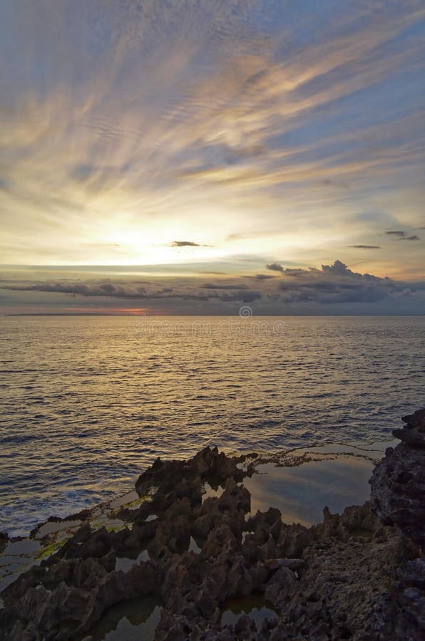 Rock Pools Lit Up by the Rays of a Setting Sun Stock Image - Image of ...