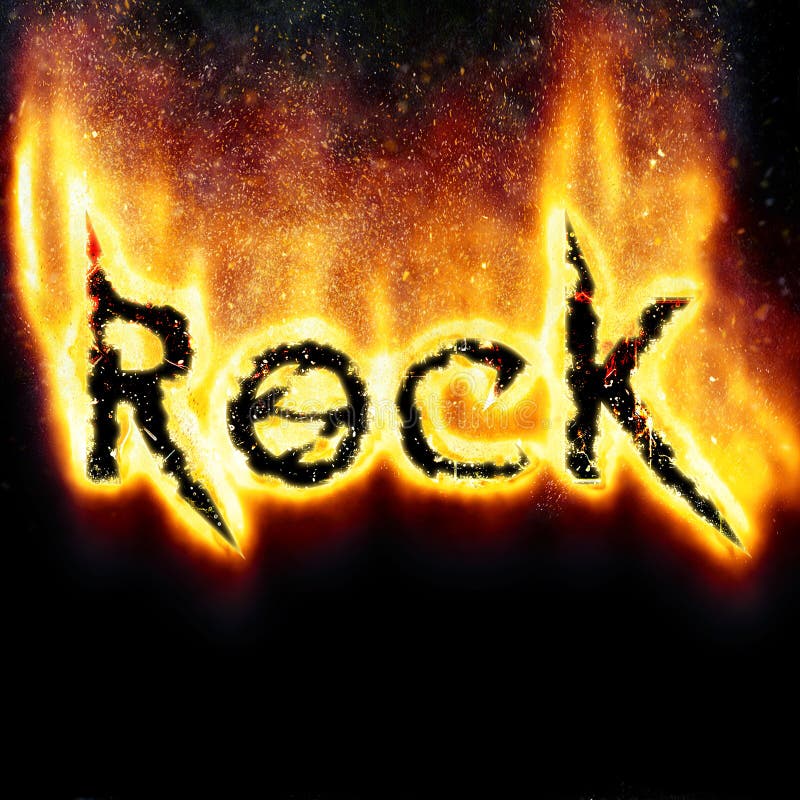 Rock Poster with Burning Design Stock Illustration - Illustration of ...