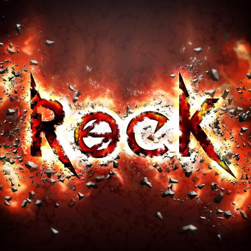 Rock Poster with Flying Splinters Stock Illustration - Illustration of ...