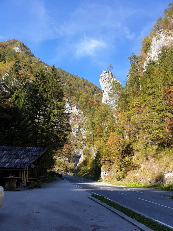 Rock Recluse Igla Needle - between Luce and Solcava in Slovenia Stock ...