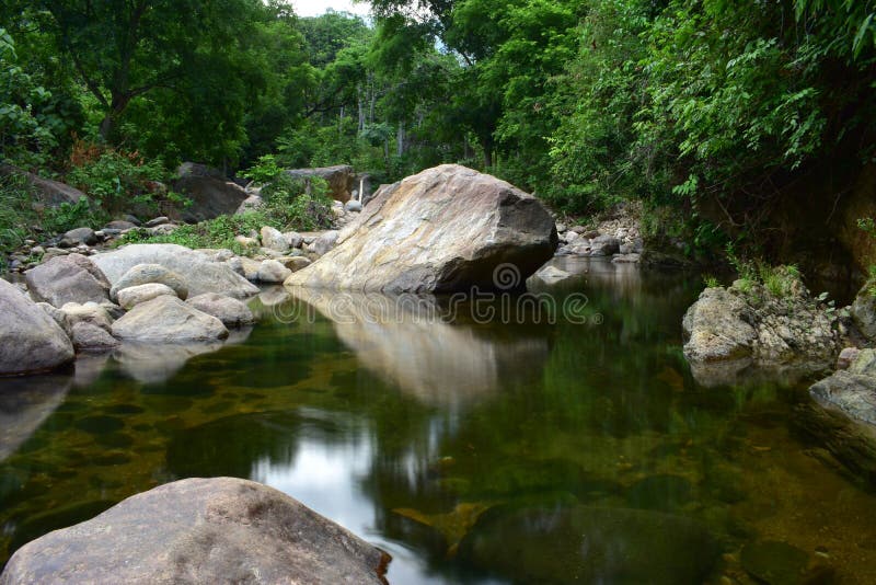 Rock Reflection on River stock image. Image of environment - 145736155