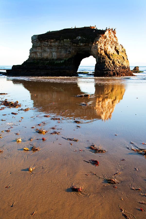Rock Reflection at Twin Bridges, Santa Cruz, CA Stock Image - Image of ...