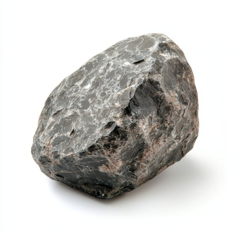 A Rock Rests on a Plain White Surface, Highlighting Its Texture and ...