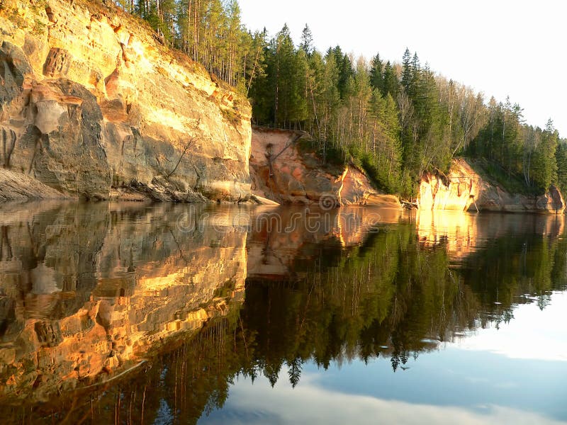 Rock in river stock photo. Image of scarp, gauja, rock - 1640066