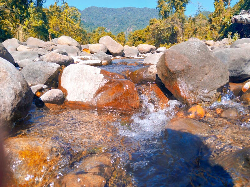 Rock in river of Assam stock image. Image of hills, assam - 170388895