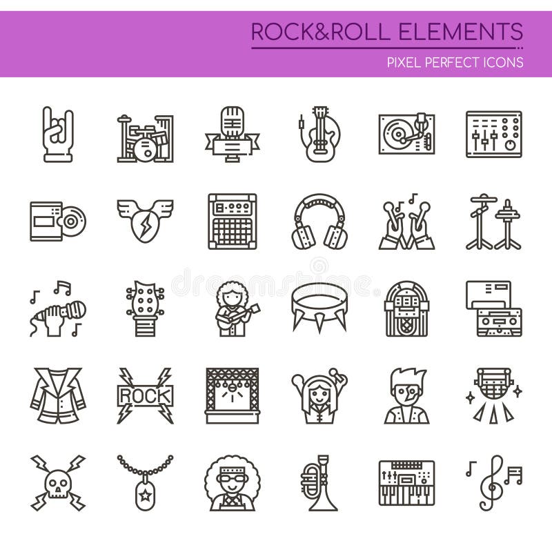 Rock & Roll Elements stock illustration. Illustration of brand - 107541319