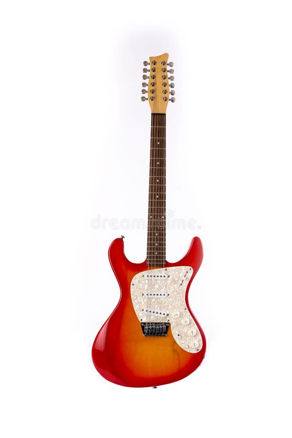 Electric Guitar, Red and Orange, 12 String Isolated on White Stock ...