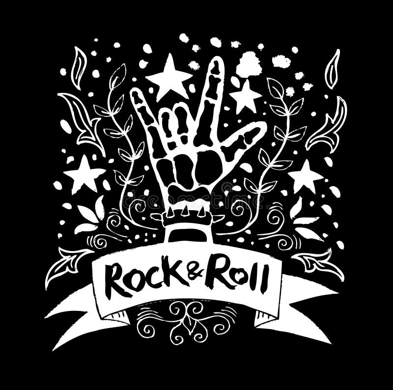 Rock and Roll hand sign stock illustration. Illustration of burst ...
