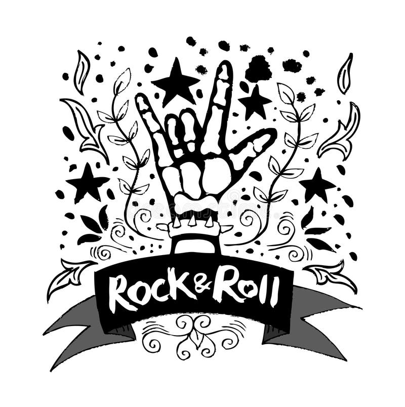 Rock and Roll hand sign stock vector. Illustration of emblem - 83208332