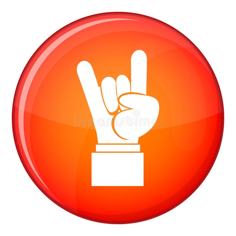 Rock and Roll Hand Sign Icon, Cartoon Style Stock Illustration ...