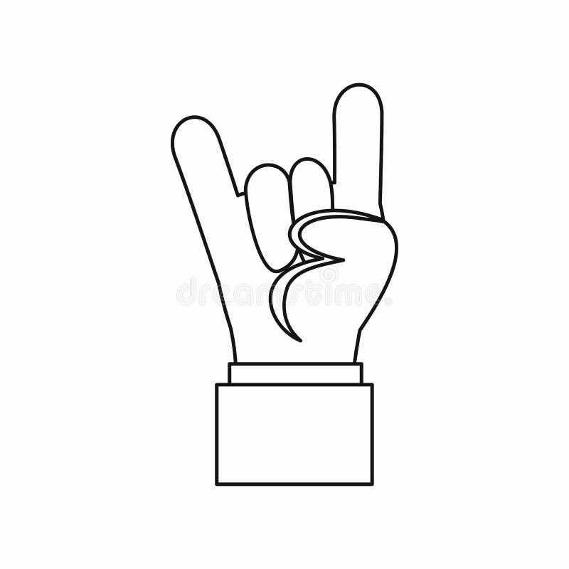 Rock and Roll Hand Sign Icon, Outline Style Stock Vector - Illustration ...