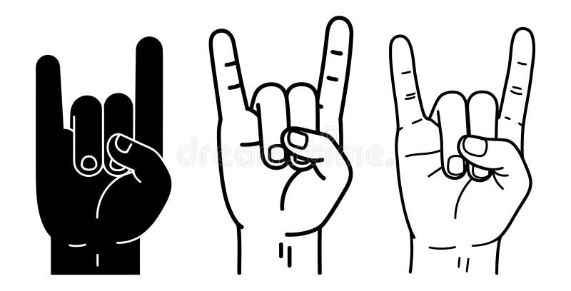 Rock and Roll Hand Sign - Three Variations Stock Vector - Illustration ...