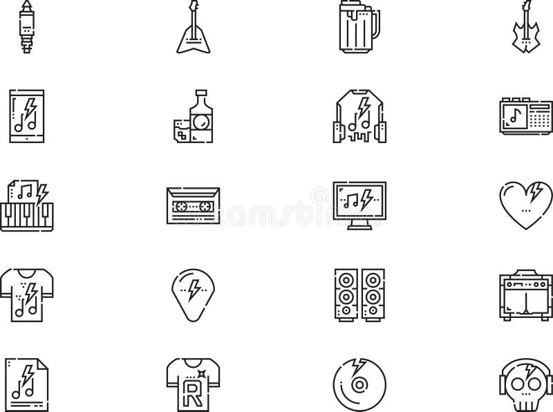 Rock and Roll Icons Collection is a Vector Illustration with Editable ...