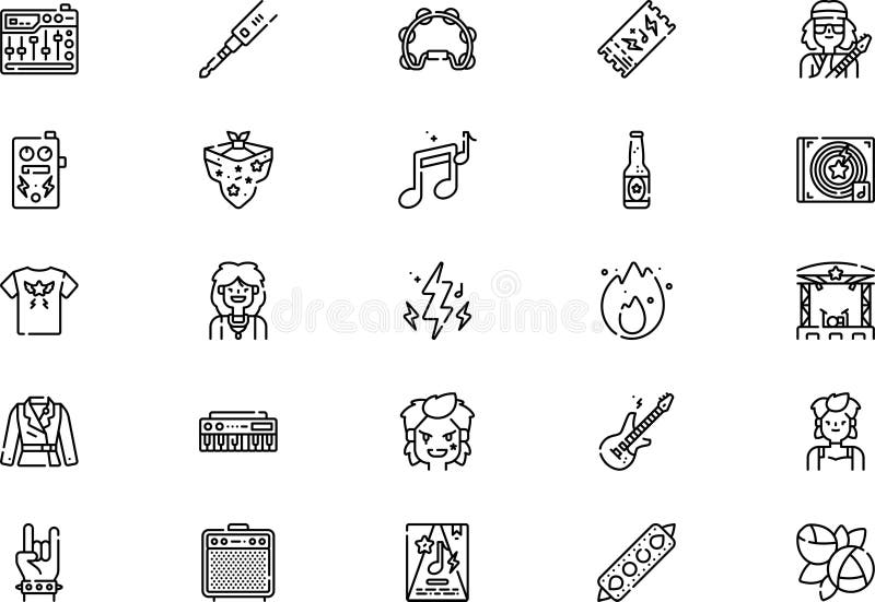 Rock and Roll Icons Collection is a Vector Illustration with Editable ...