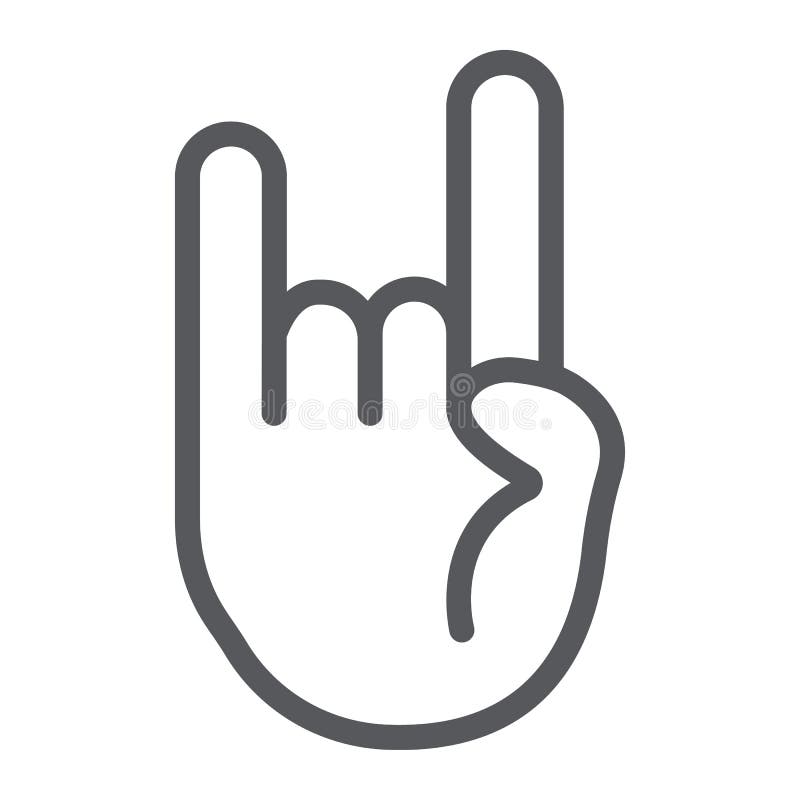Rock and Roll Sign Line Icon, Music and Hand, Heavy Metal Gesture Sign ...