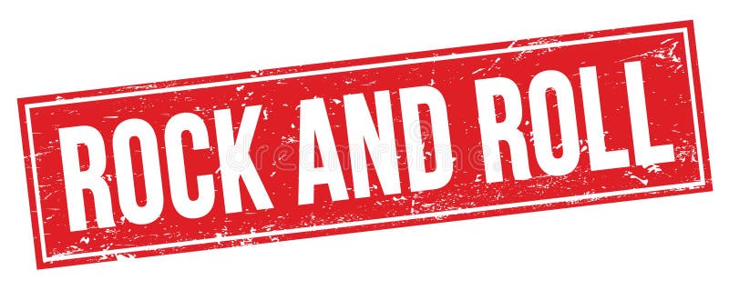 ROCK and ROLL Text on Red Grungy Rectangle Stamp Stock Illustration ...