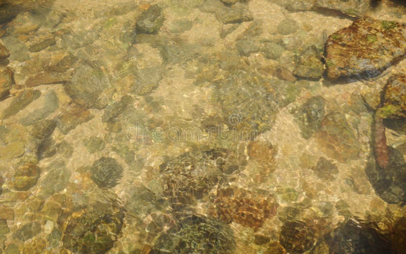 Rock and Sand on River Ground with Clear Water Stock Image - Image of ...