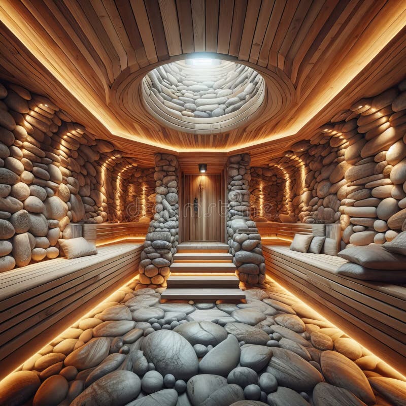 Rock Sauna with Natural Stone Walls Stock Illustration - Illustration ...