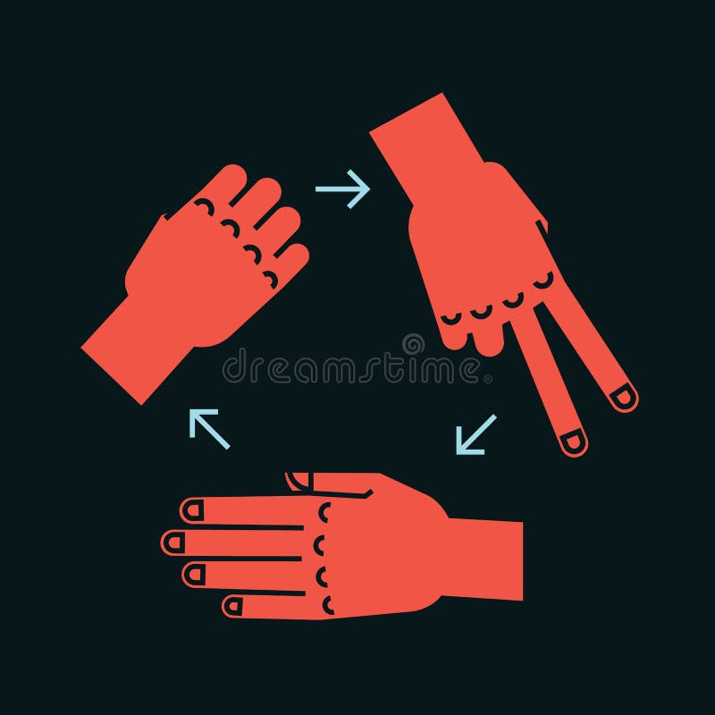 Rock, Scissors, Paper. Gestures. Stylized Hands in Form of Objects for ...