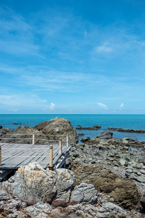 Rock of Sea Coral and Reef with Beautiful Sky Stock Photo - Image of ...