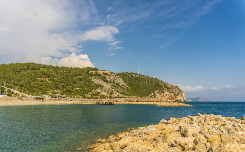 Rock and Sea View in Alanya, Turkey Stock Image - Image of blue, ocean ...