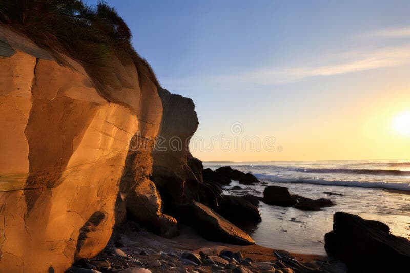 Rock Shadow a Jagged Profile from a Boulder at the Beach Stock ...