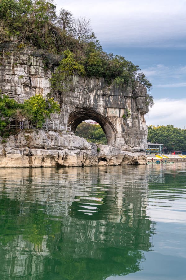 The Rock in the Shape of the Elephant Trunk in Guilin, China Stock ...