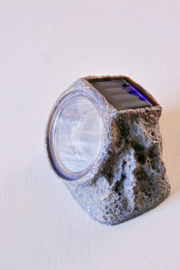 Rock Shaped Lamp with Solar Panel. Solar Energy Home Decoration Stock ...