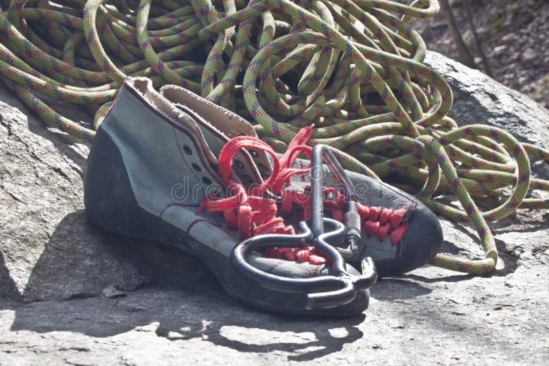 Rock shoes stock photo. Image of string, shackle, cord - 89913650