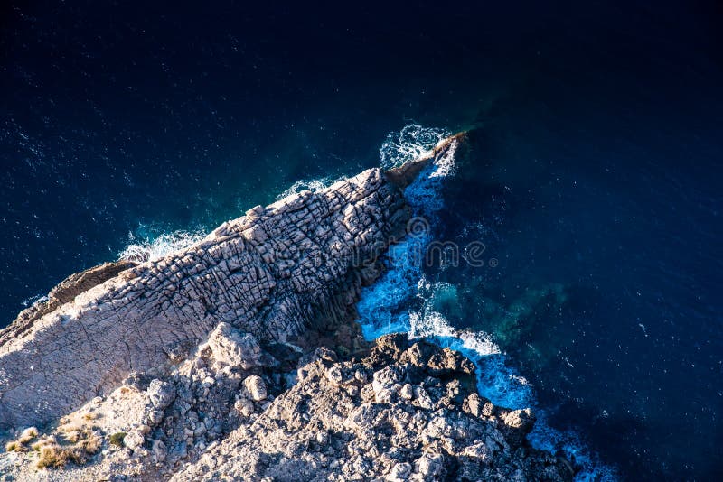 Rock Shore of the Sea. Aerial View Stock Photo - Image of bright ...