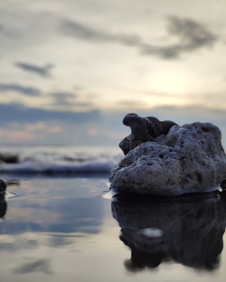Rock Silhouette at Beach in Bali Island Stock Photo - Image of beach ...