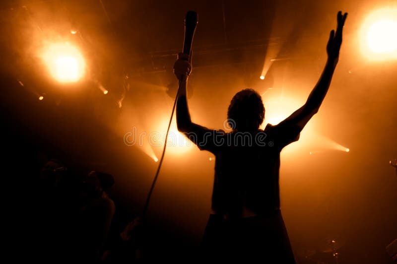 Rock singer on the concert stock image. Image of music - 99843241