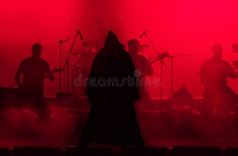 Rock Singer in the Image of Evil Stock Photo - Image of guitarist ...