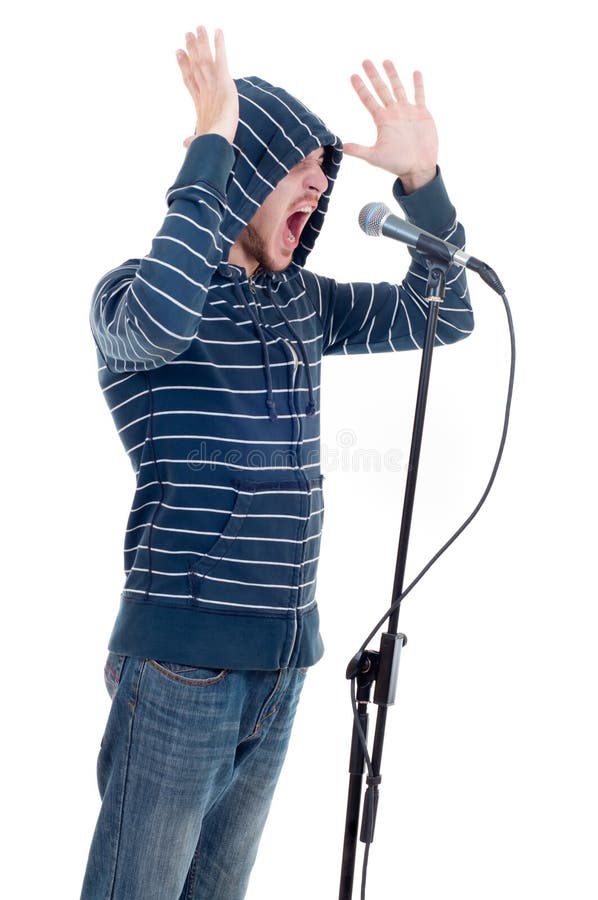 Rock Singer Isolated on White Stock Image - Image of singer, music ...