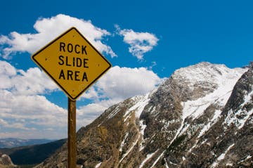 Rock slide area sign stock photo. Image of rocks, placard - 5558478
