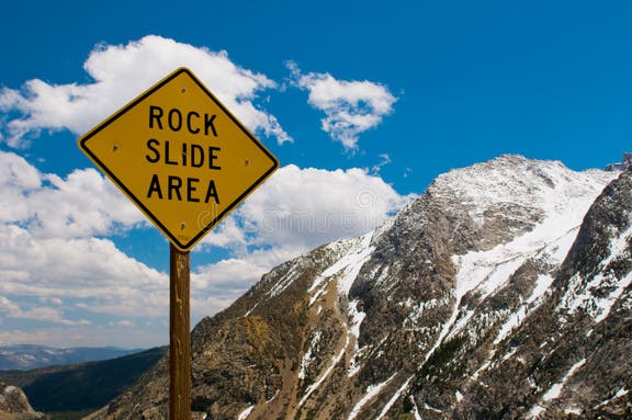 Rock slide area sign stock photo. Image of rocks, placard - 5558478