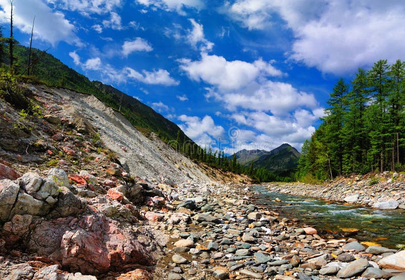 Rock slides near the river stock image. Image of gravel - 26213593